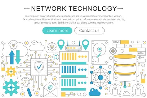 Premium Vector Network Technology Flat Line Concept