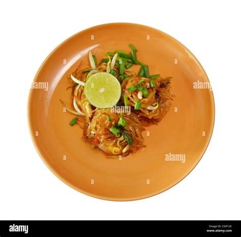 Favorite Thai Cuisine Thai Food Pad Thai Stir Fry Noodles On Orange