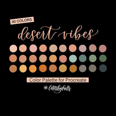 Desert Vibes Color Palette For Procreate Color Swatches Color Chart
