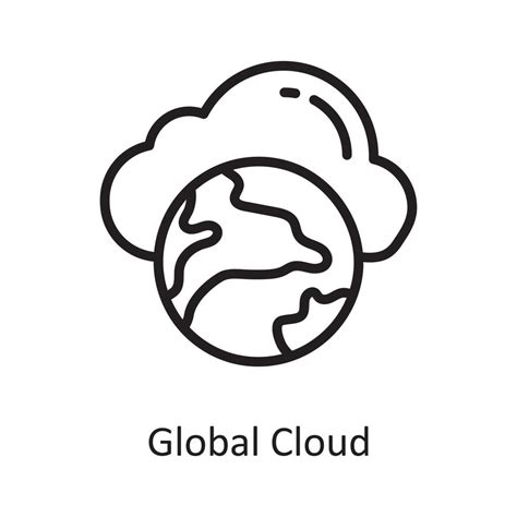 Global Cloud Vector Outline Icon Design Illustration Cloud Computing