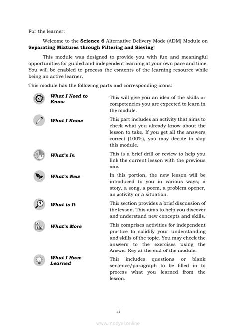 Science 6 Module 2 Lesson 1 Separating Mixtures Through Filtering And Sieving Grade 6 Modules