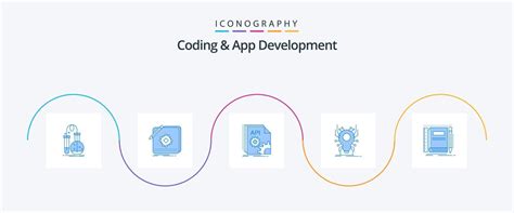 Coding And App Development Blue 5 Icon Pack Including Insect Software