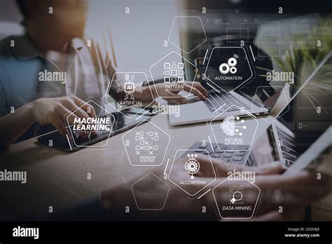 Machine learning technology diagram with artificial intelligence (AI),neural network,automation ...