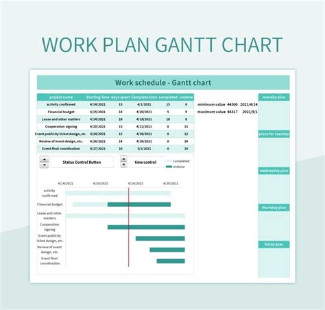 Work Plan Gantt Chart Excel Template And Google Sheets File For Free Download Slidesdocs