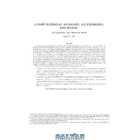 دانلود کتاب Computational Anatomy An Emerging Discipline بلیان