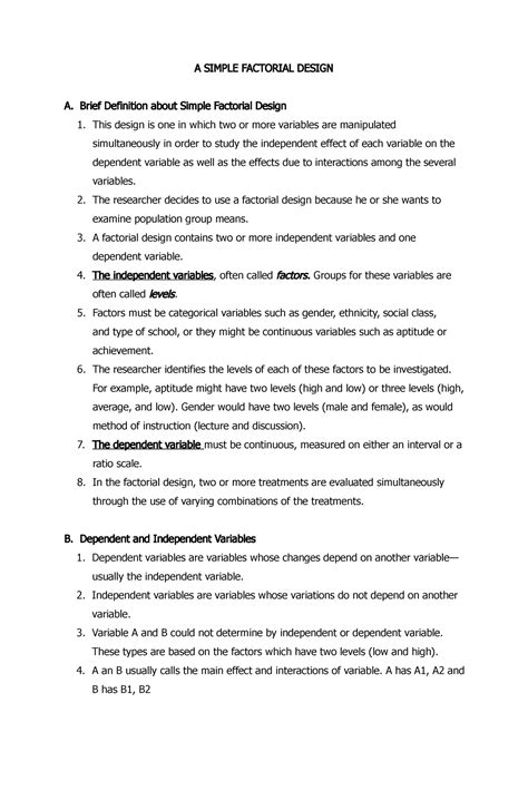 5 A Simple Factorial Design A Simple Factorial Design A Brief Definition About Simple