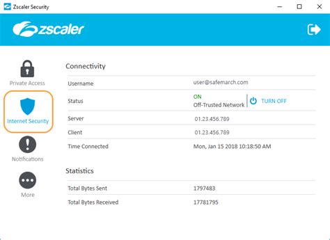 Viewing Information About Internet Security On The Zscaler App Windows Zscaler Customer