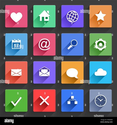Vector Application Web Icons Set In Flat Design With Long Shadows Stock Vector Image And Art Alamy