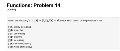 solved functions problem 14 1 point given the function f