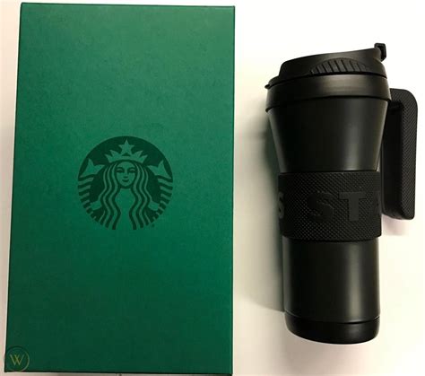 Starbucks Coffee Stainless Steel Grip Tumbler Mug Cup Handle Black 16