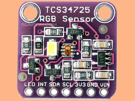 Tcs34725 Rgb Color Sensor Module Ir Filter And White Led Digital I2c Output [5366] Sunrom