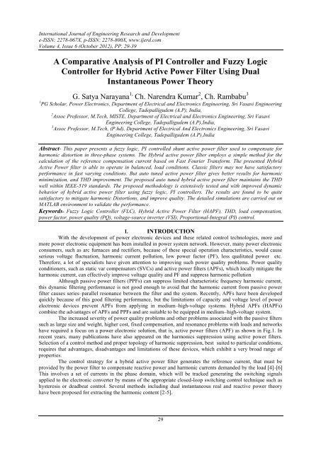 A Comparative Analysis Of Pi Controller And Fuzzy Logic Ijerd