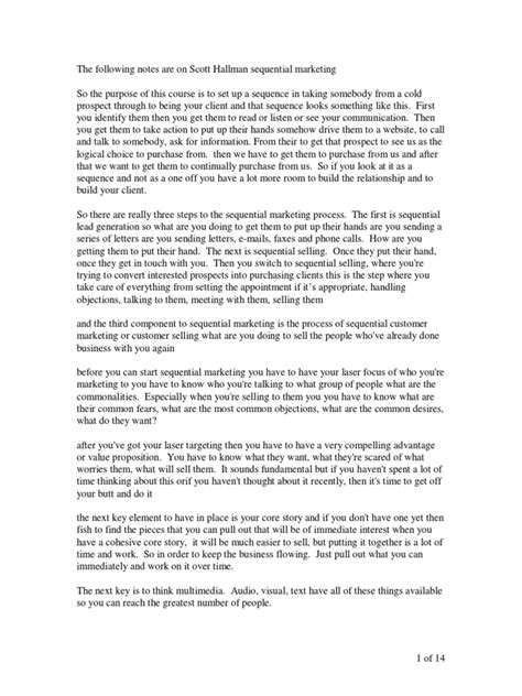 Scott Hallman Sequential Marketing Pdf Marketing Business