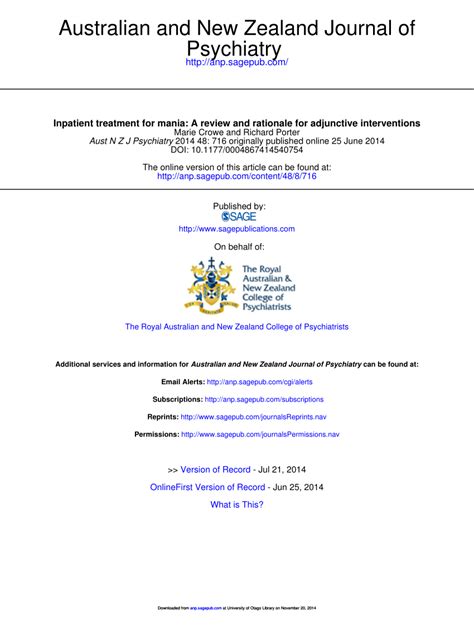 Pdf Inpatient Treatment For Mania A Review And Rationale For