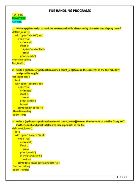 File Handling Programs Pdf Text File Alphabet