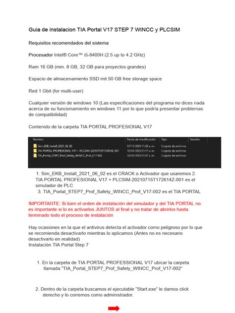Guia De Instalacion Tia Portal V17 Step 7 Wincc Y Plcsim Pdf Arquitectura De Computadores