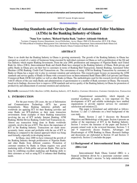measuring standards and service quality of automated teller machines