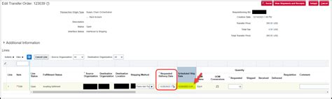 Api Or Update Of Schedule Ship Date On Transfer Order From The Front End — Cloud Customer Connect