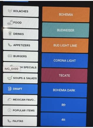 Set Up The Departments Menu Items And Modifier Buttons With Selected Background Colors For