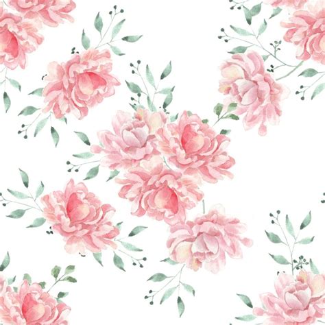 붉은 복숭아 모란 수채화 꽃 원활한 패턴 웨딩 구조 모란 Png 일러스트 및 Psd 이미지 무료 다운로드 Pngtree