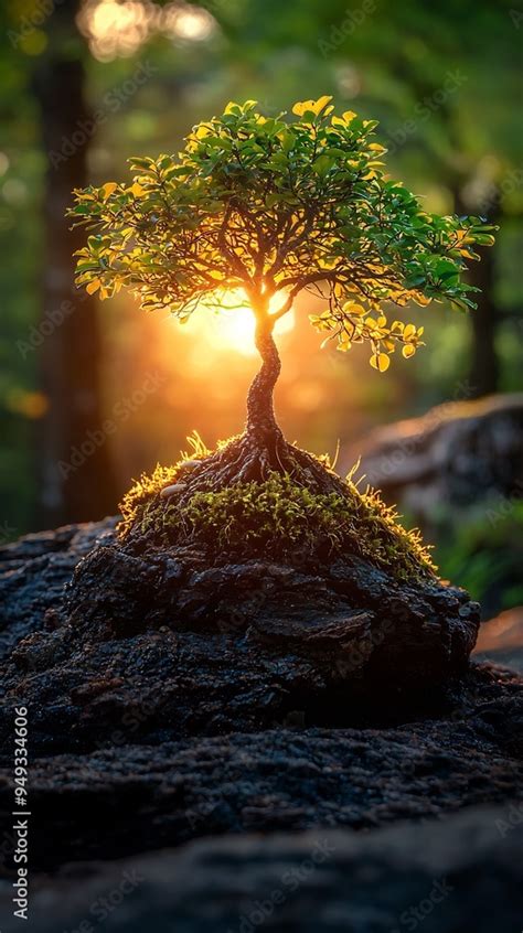 Conceptual Illustration Of Financial Growth With A Seed Growing Into A Tree Of Wealth And