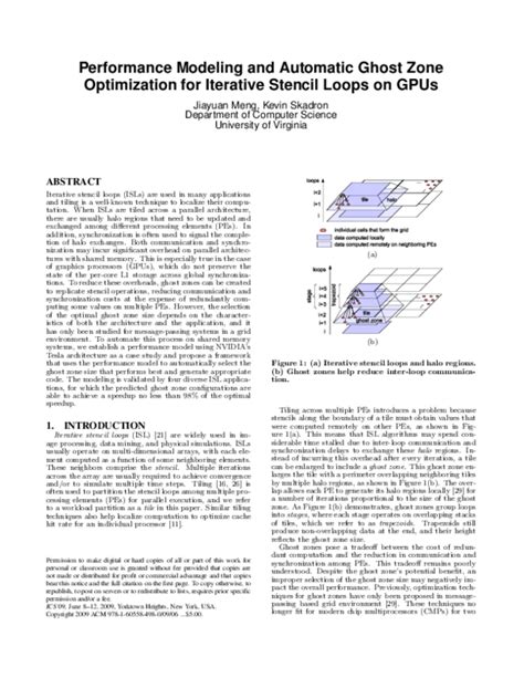 Pdf Performance Modeling And Automatic Ghost Zone Optimization For Iterative Stencil Loops On Gpus