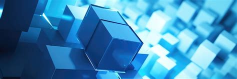 Abstract Blue 3d Cubes Technology Background Premium Ai Generated Image