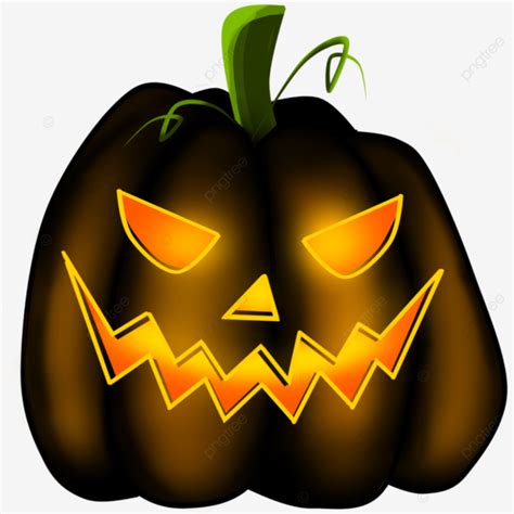Scary Pumpkins Png Picture Scary Halloween Black Pumpkin Glowing Light