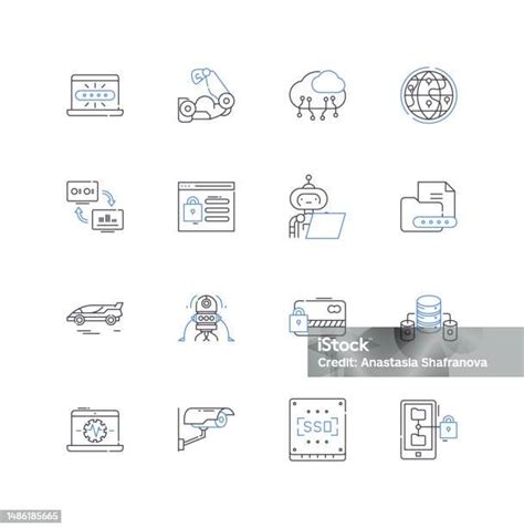 Data Encryption Line Icons Collection Cryptography Security Encryption Privacy Decryption