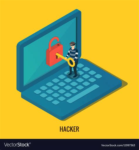 Hacker Breaks Into Computer Royalty Free Vector Image