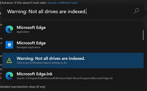 Run Not All Drives Are Indexed Warning With Only One Drive · Issue 7487 · Microsoft