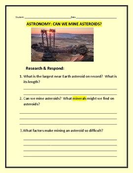 ASTRONOMY CAN WE MINE ASTEROIDS RESEARCH RESPOND ACTIVITY TPT