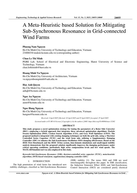 Pdf A Meta Heuristic Based Solution For Mitigating Sub Synchronous Resonance In Grid Connected