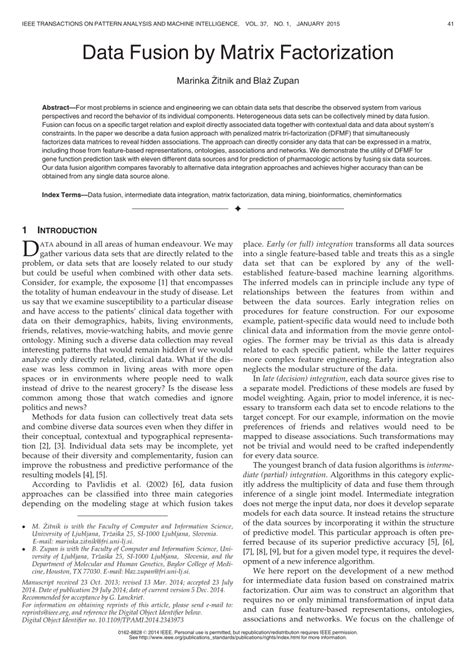 Pdf Data Fusion By Matrix Factorization