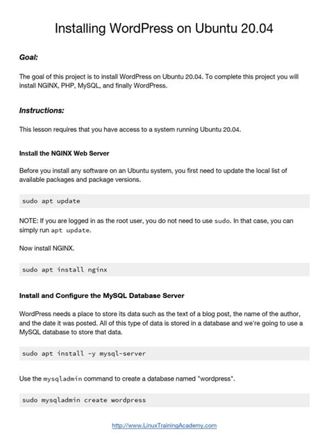 002 Installing Wordpress On Ubuntu Pdf Word Press My Sql
