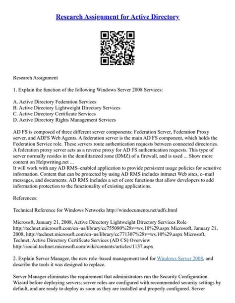 Research Assignment For Active Directory Pdf