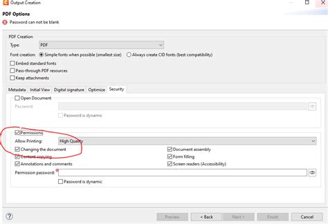 how to create output pdf with restricted editing designer upland ol