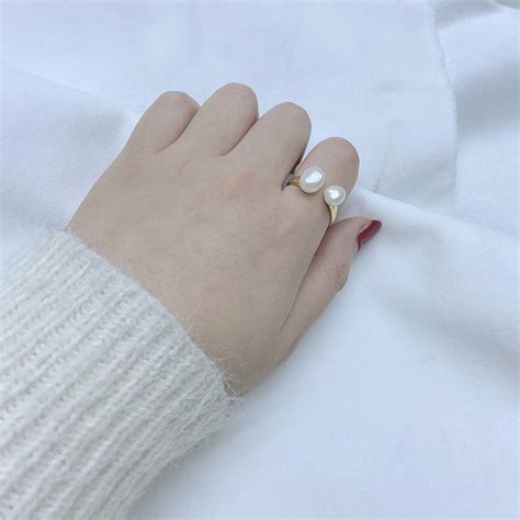 14k Gold Plated Fresh Water Pearl Opposite Sex Baroque Two Faced Light Ring Wholesale Shopee