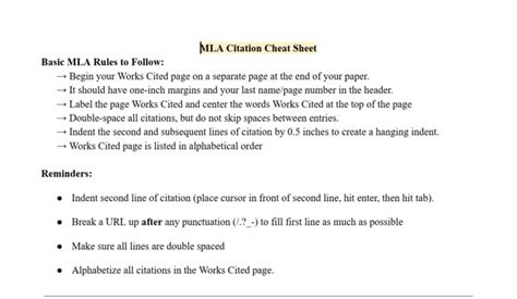 Mla Citation Cheat Sheet By Mary Leyendecker Tpt