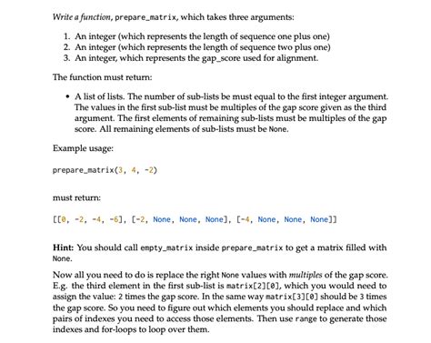 Solved Write A Function Preparematrix Which Takes Three