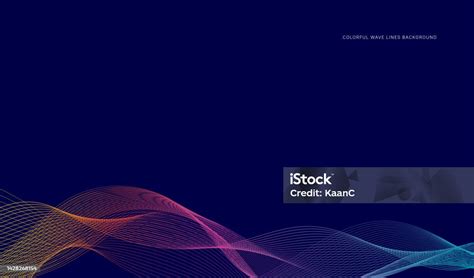 파란색 배경에 화려한 웨이브 라인 무지개 색상은 물결 모양의 선을 구부립니다 디자인 브로셔 웹 사이트 전단지 벡터 스톡