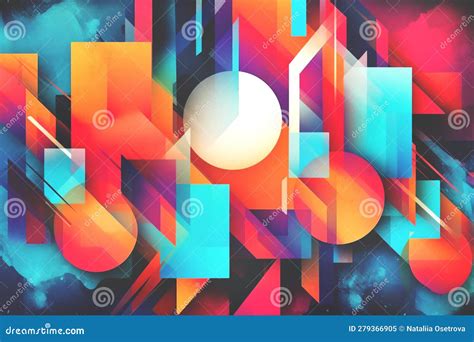 Abstract Geometric Design Of Geometric Shapes Vibrant Colors And Strong Lines Creative