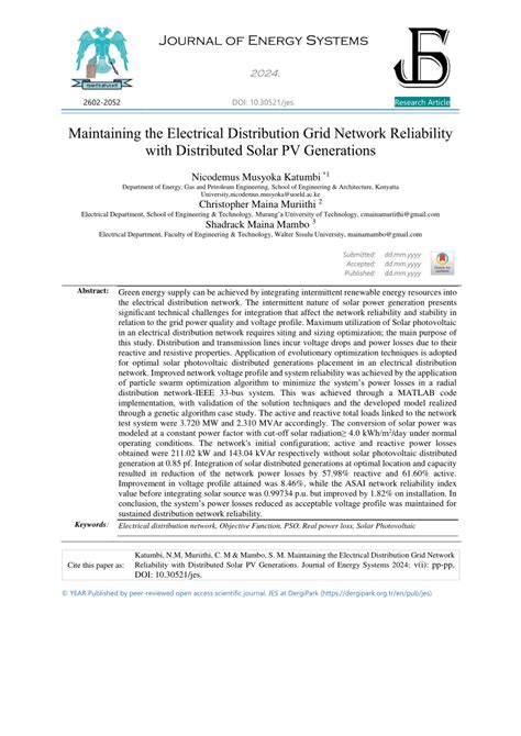 Pdf Maintaining The Electrical Distribution Grid Network Reliability With Distributed Solar Pv