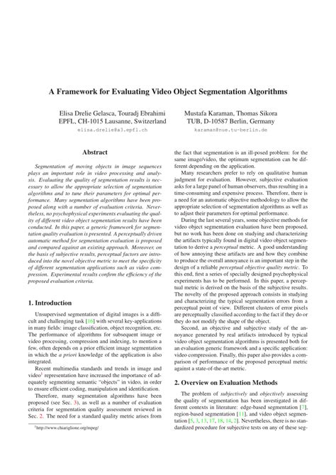 Pdf A Framework For Evaluating Video Object Segmentation Algorithms