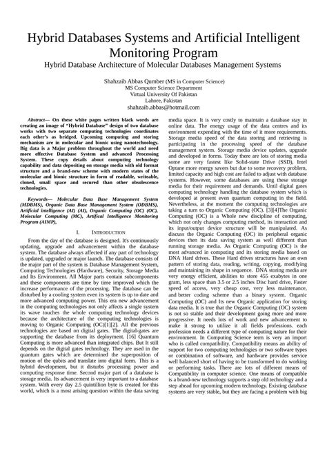 pdf hybrid databases systems and artificial intelligent monitoring