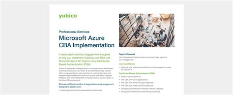 Professional Services Yubico Microsoft Azure CBA Implementation