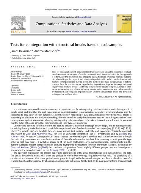 Pdf Tests For Cointegration With Structural Breaks Based On