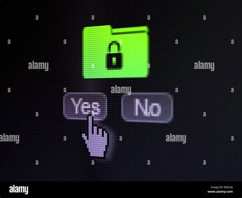 Finance Concept Folder With Lock On Digital Computer Screen Stock