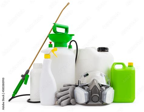 Cleaning And Disinfection Tools Kit Isolated On White Background Protective Respirator Mask