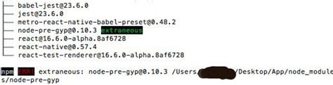 Always Getting Extraneous Error On Node Pre Gyp Library When Init New Project · Issue 21986